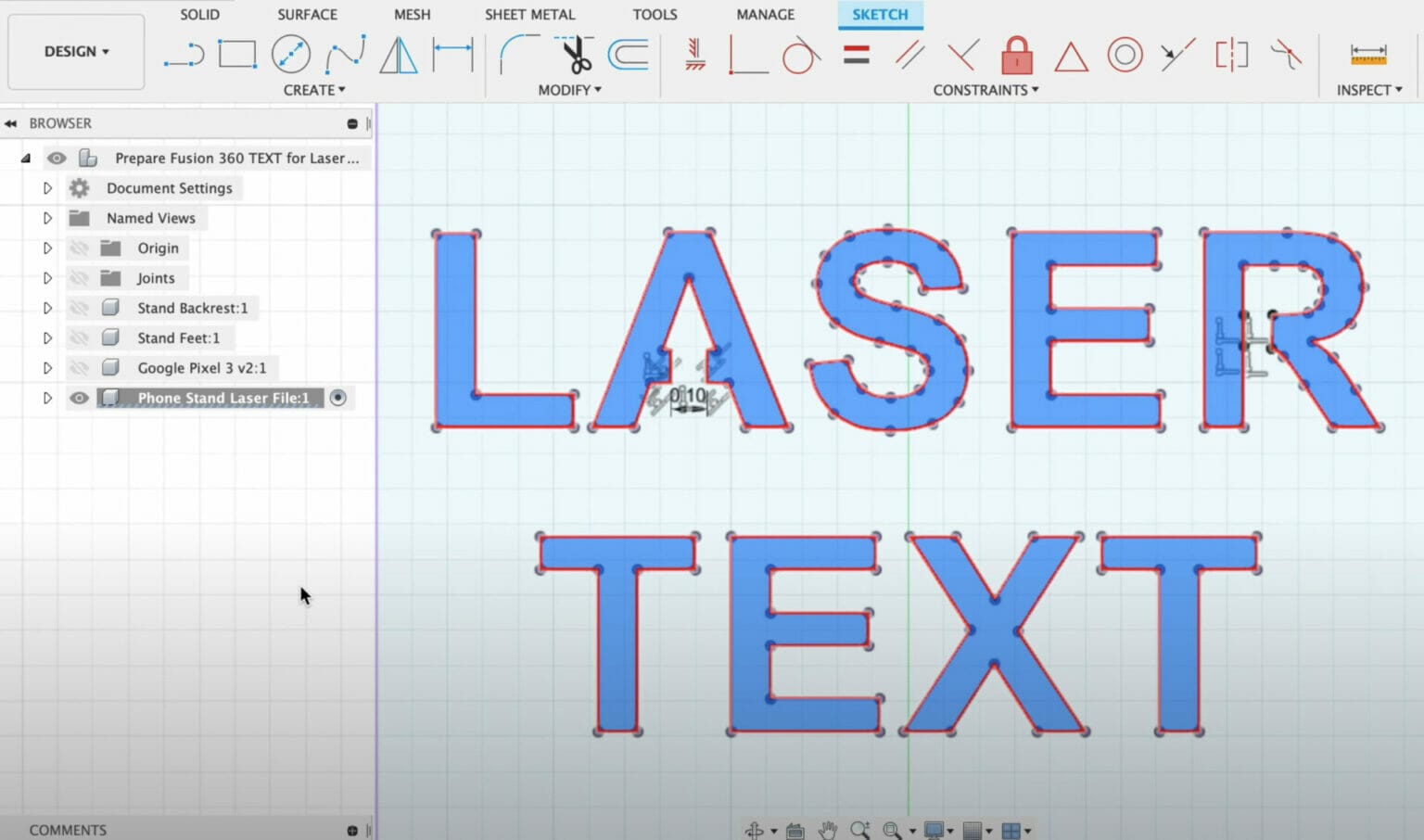Preparing Laser Cut Text in Autodesk Fusion