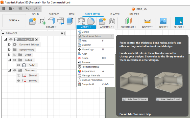 How to create a sheet metal rule in Autodesk Fusion? | SendCutSend